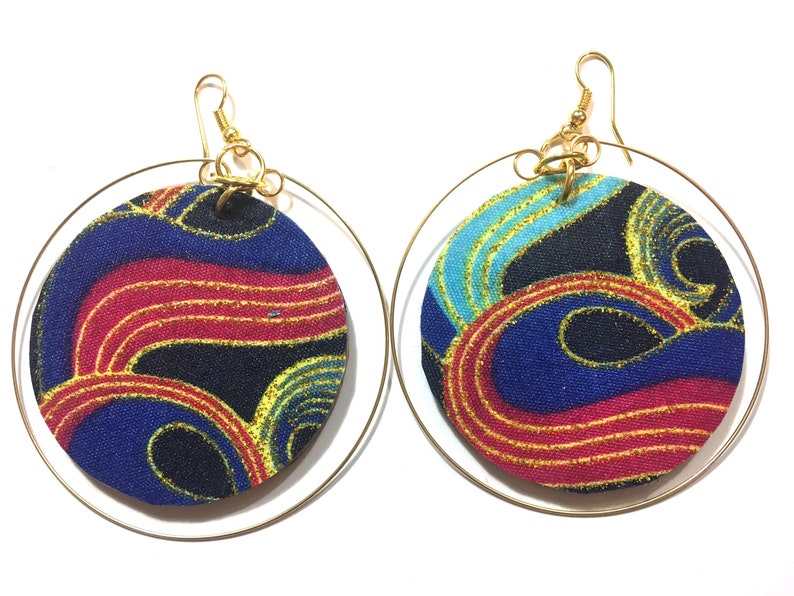 African Hoop Earrings African Fabric Earrings Afrocentric | Etsy