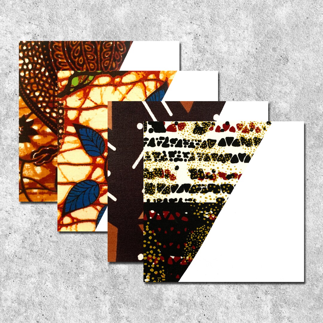 Pack of Four Fabric Diagonal Cards Showing the Beauty of African Fabric ...