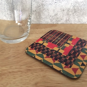 Pack of Kente Coasters, 4 African Coasters, Set of Wooden Coasters ...