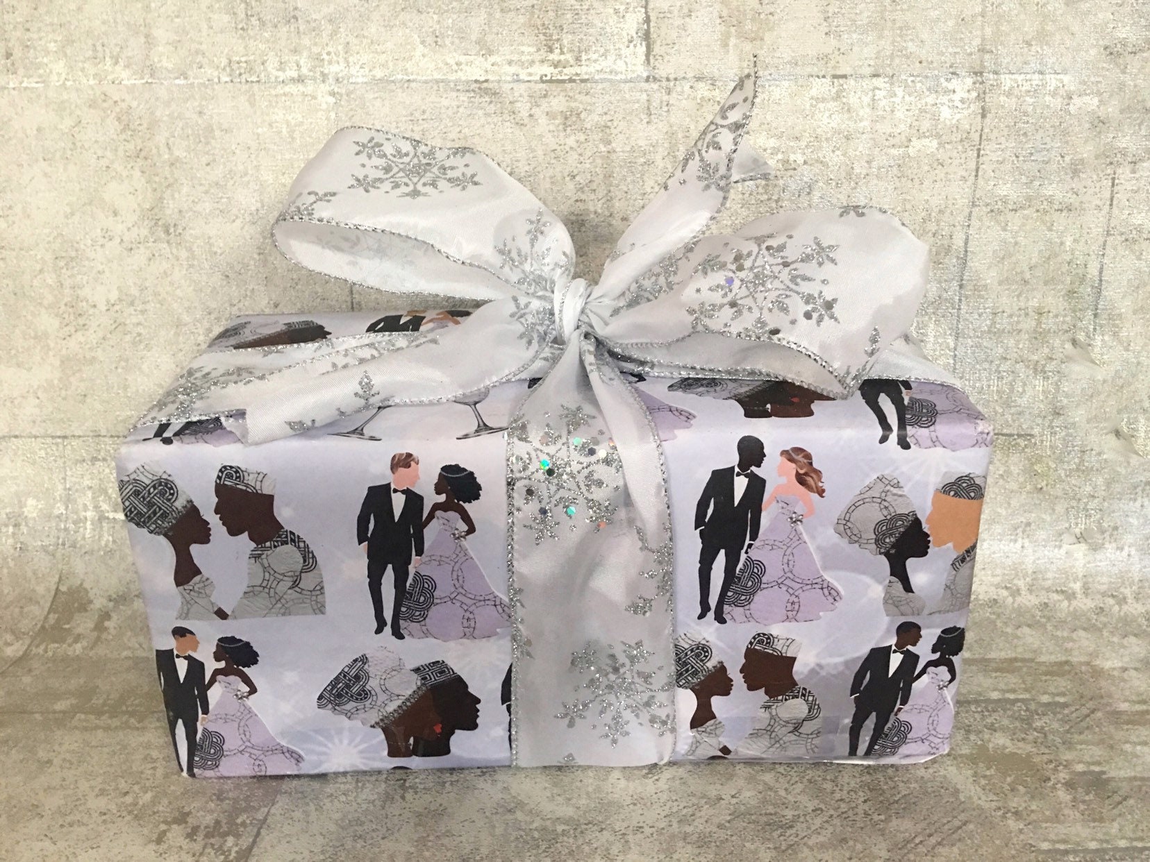Wedding Gift Wrap Paper, Melanin Couples Wedding Wrapping Paper, Gift ...