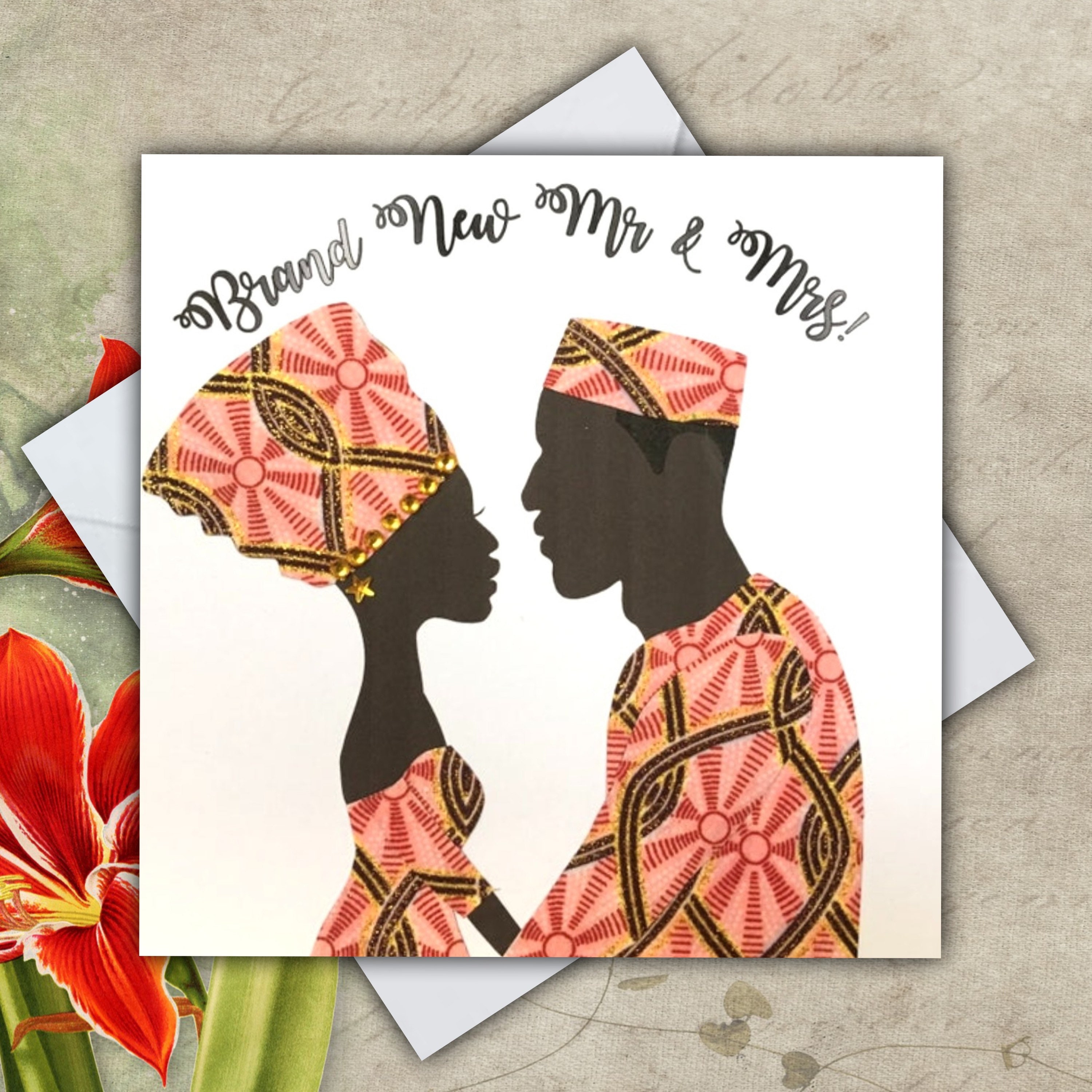 Customisable Traditional African Wedding Card, NOT WHITE Bridal Colours ...