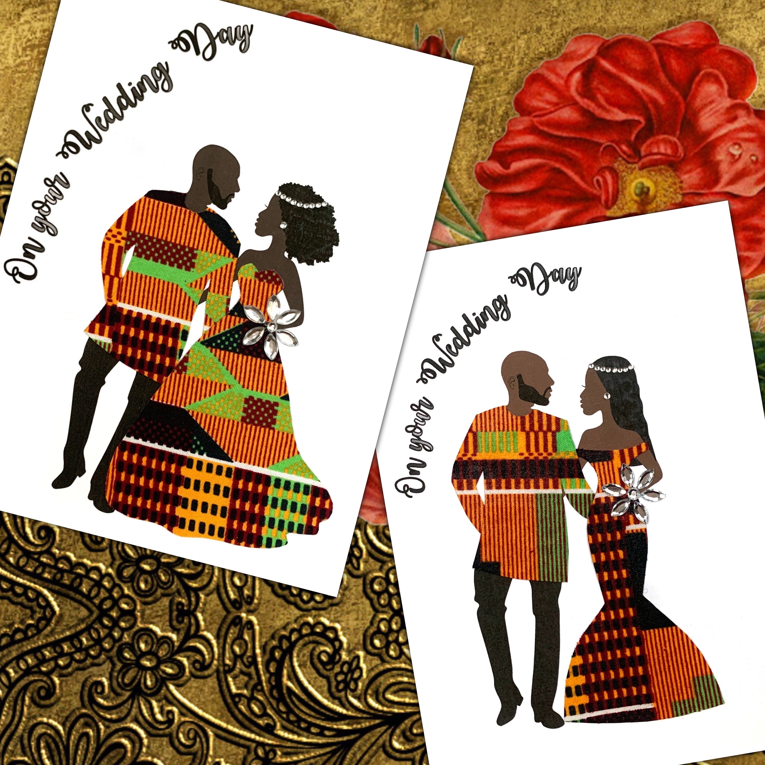 Customisable African Wedding Cards for Black Couples, NOT WHITE Bridal ...