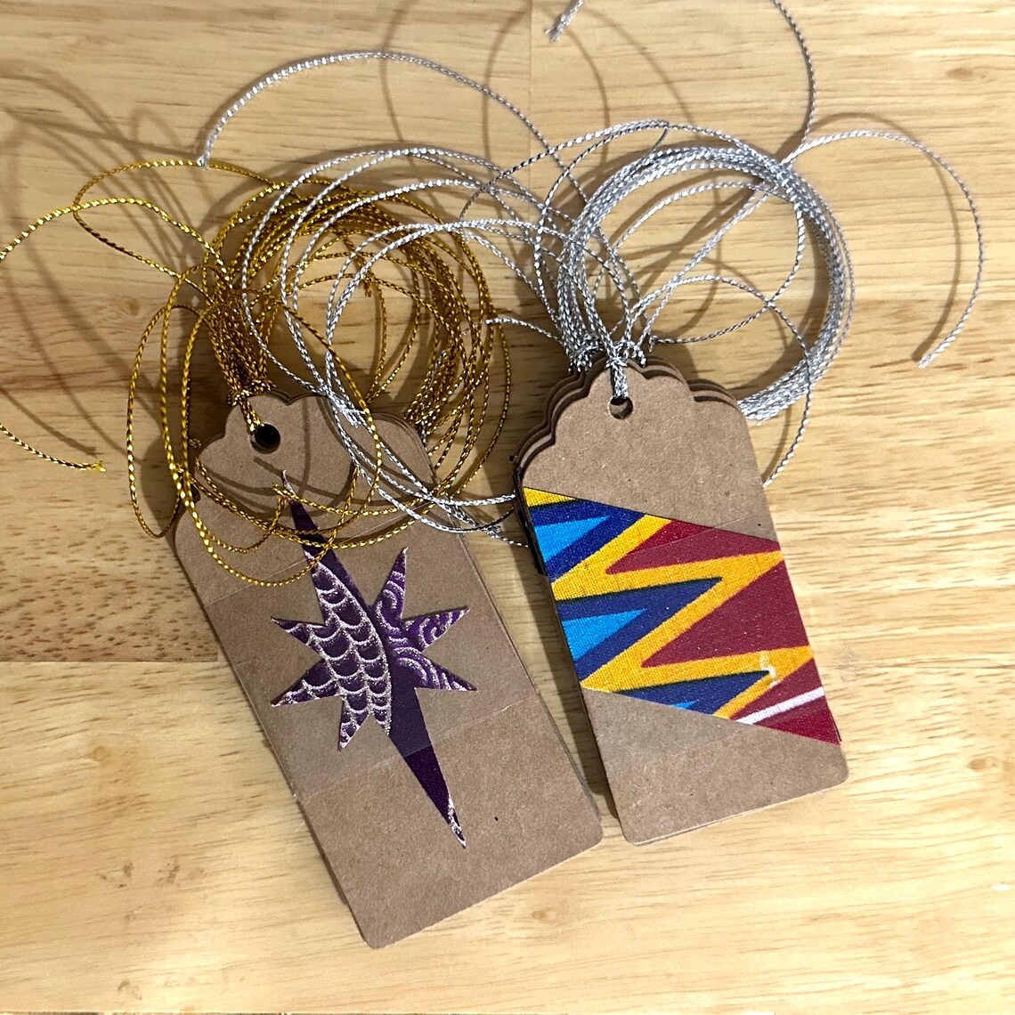 Pack of Ten African Fabric Gift Tags, Diagonal or Star Shape, Ankara ...