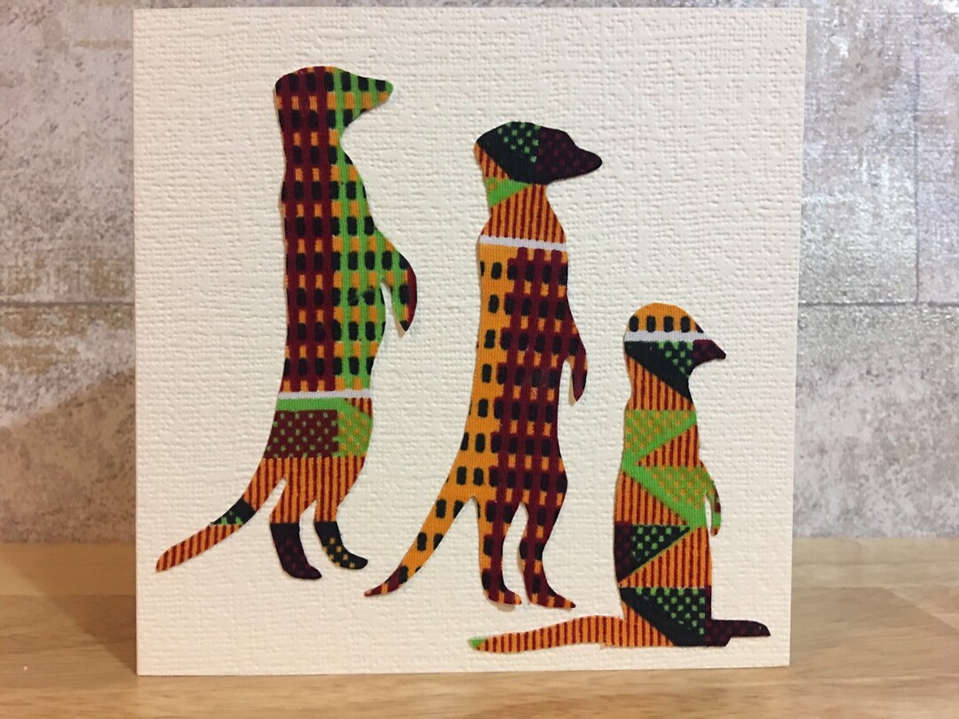 Meekat Card, Meerkat Greeting Cards in African Print Fabric, Cute ...