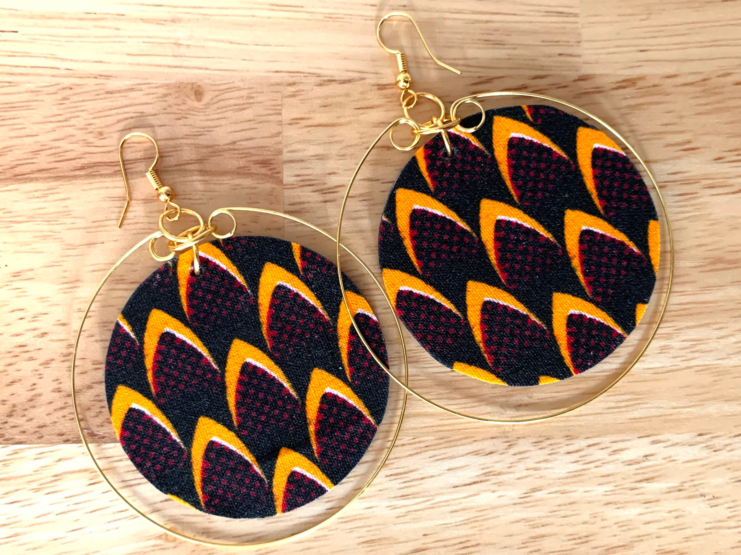 African Hoop Earrings African Fabric Earrings Afrocentric - Etsy UK