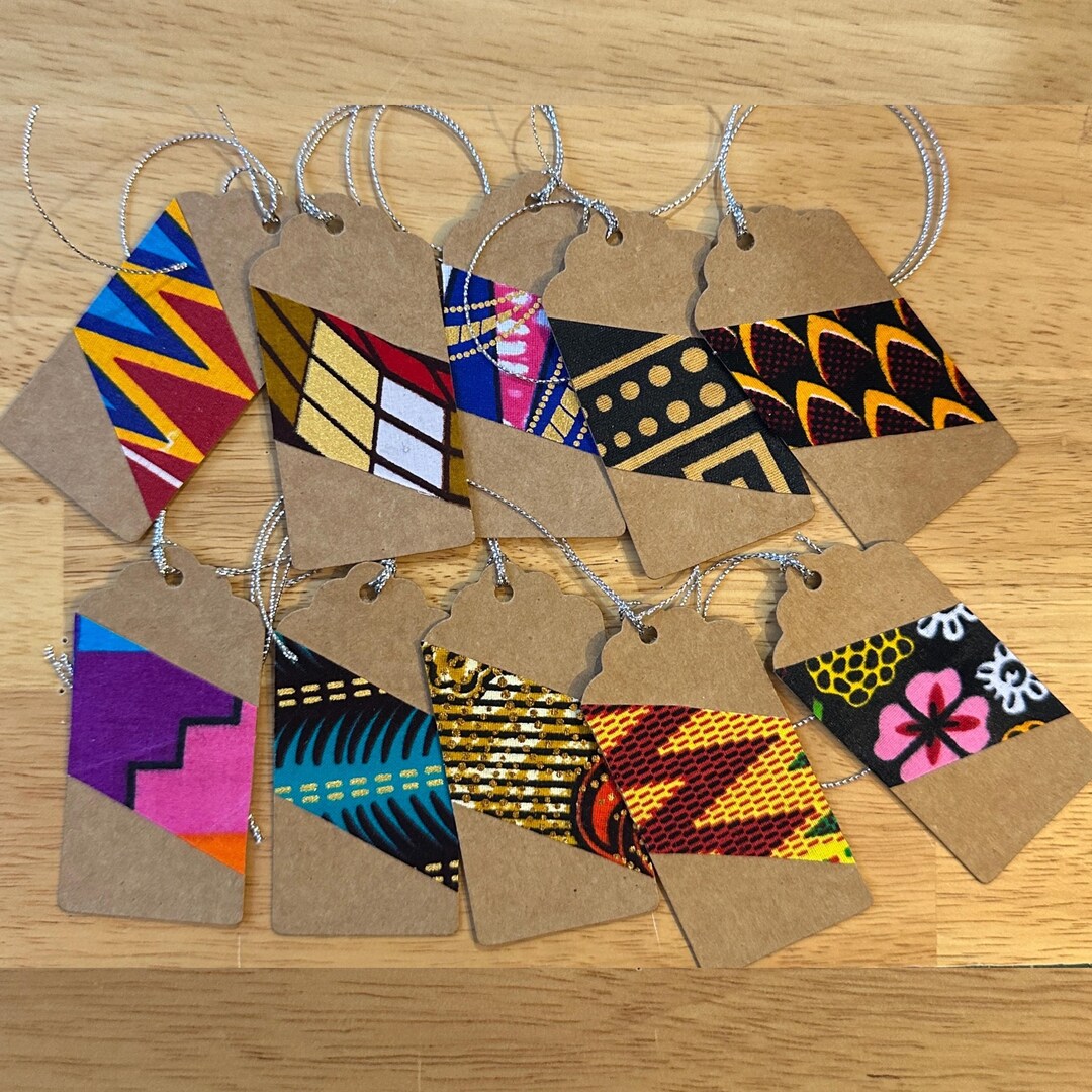 Pack of Ten African Fabric Gift Tags, Diagonal or Star Shape, Ankara ...