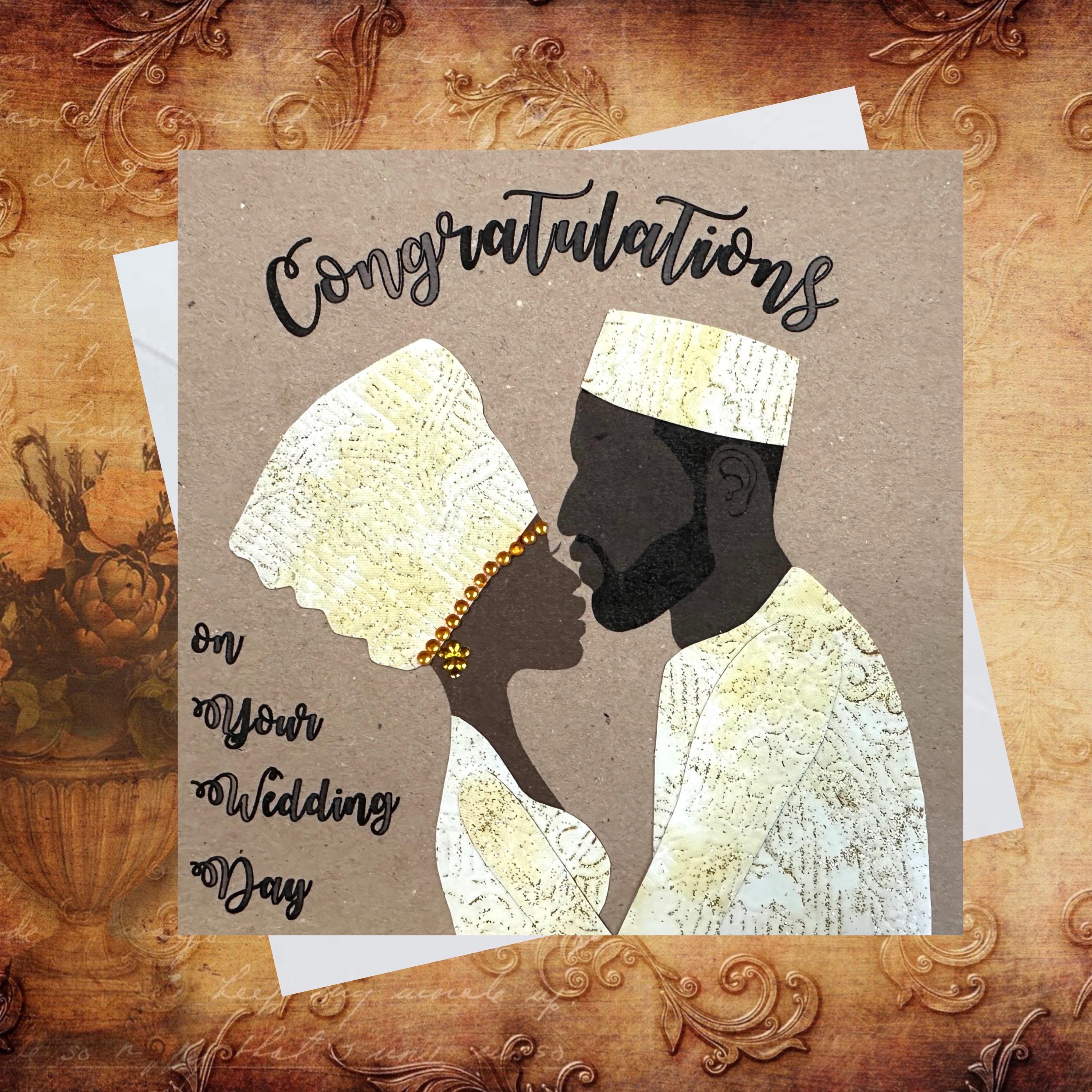 Customisable Traditional African Wedding Card, NOT WHITE Bridal Colours ...