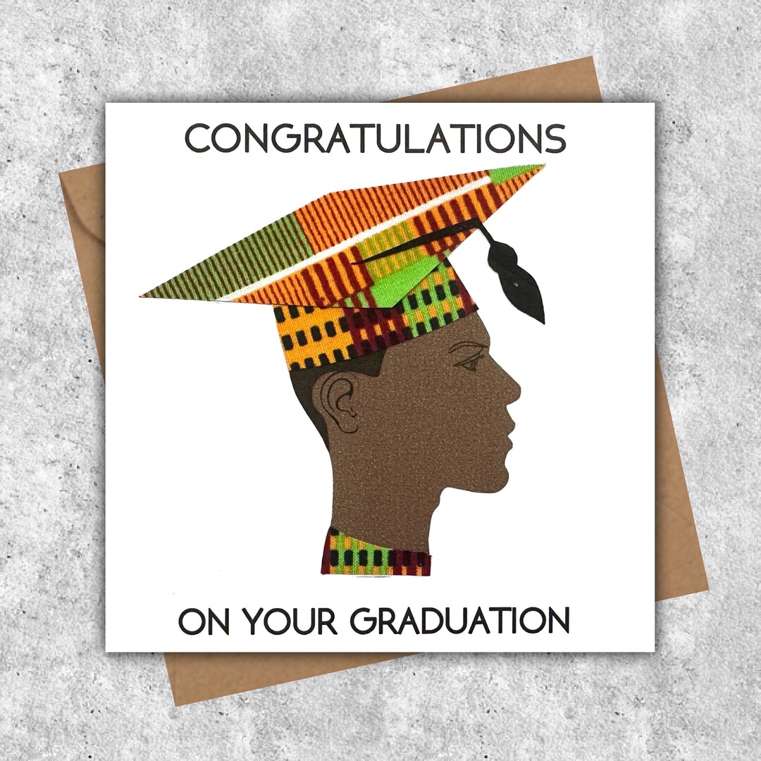 Graduation Card for Black Man, Made With African Fabric, Afrocentric ...