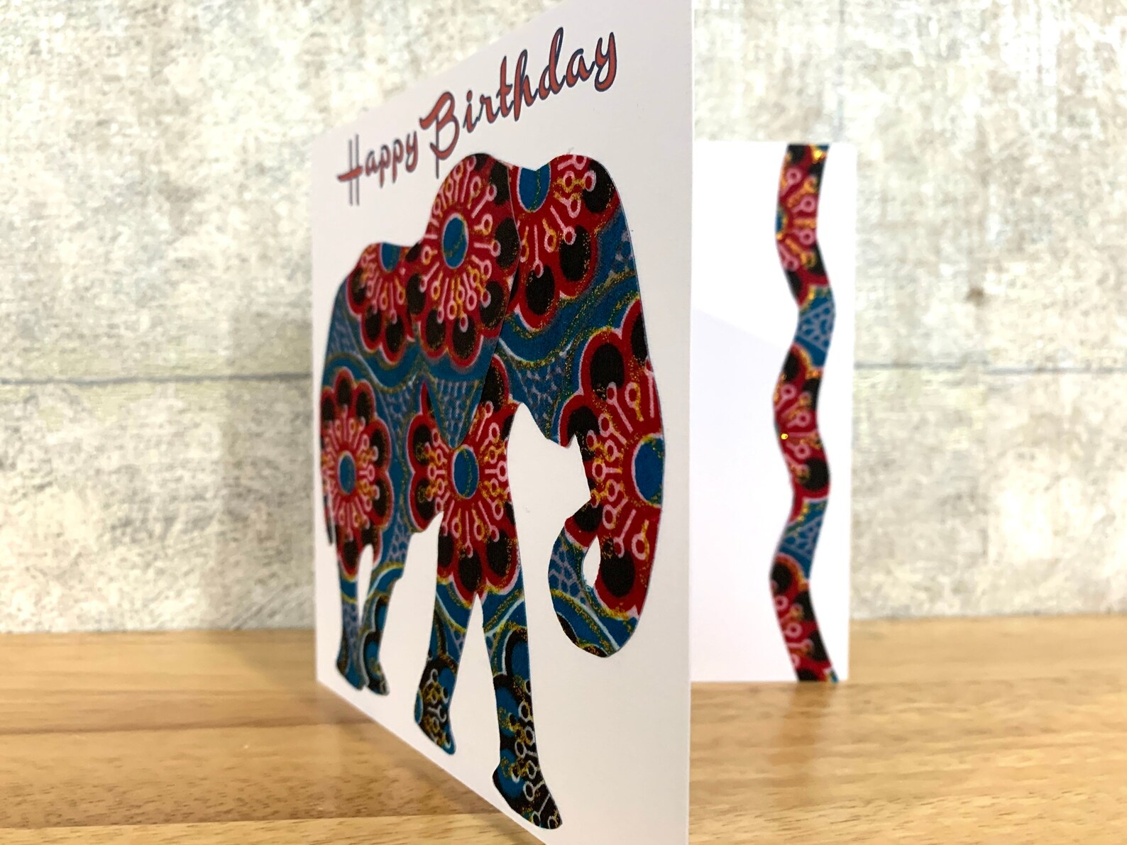Elephant Card in Floral Multi African Print Fabric Elephant - Etsy