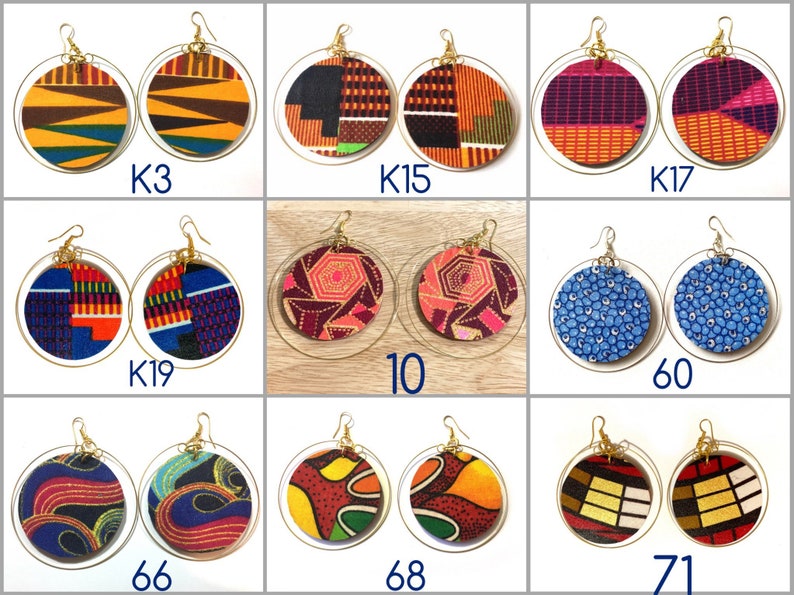 African hoop earrings African fabric earrings afrocentric | Etsy