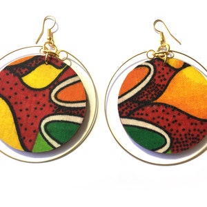 African Hoop Earrings African Fabric Earrings Afrocentric | Etsy