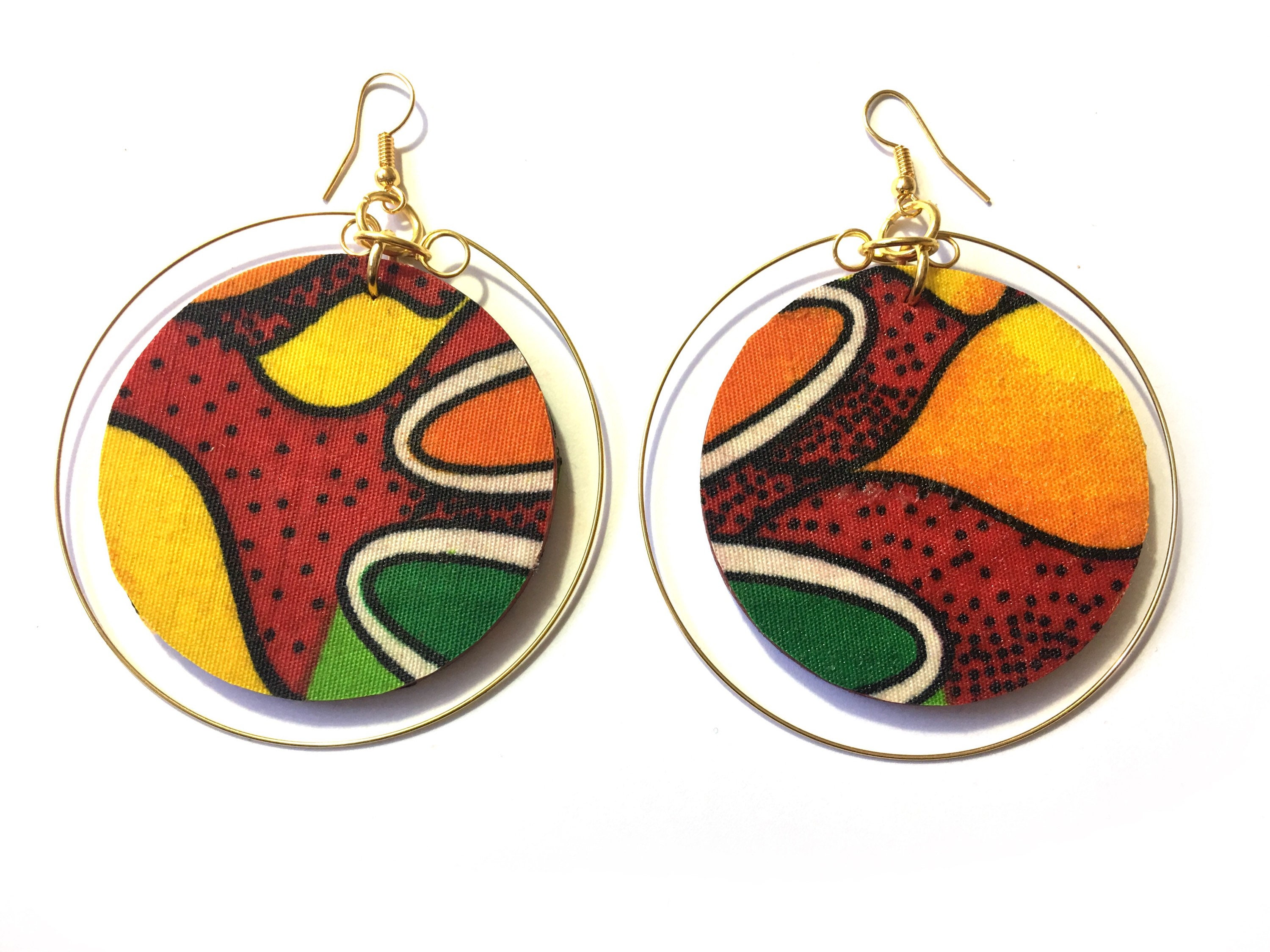 African Hoop Earrings African Fabric Earrings Afrocentric | Etsy