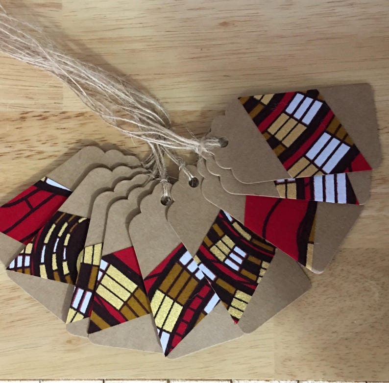 Pack of Ten African Fabric Gift Tags, Diagonal or Star Shape, Ankara ...