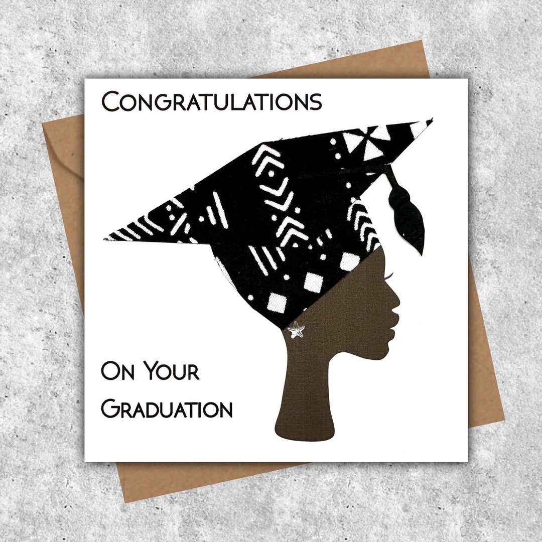 Black Woman Graduation Card, Handmade With Black and White African ...