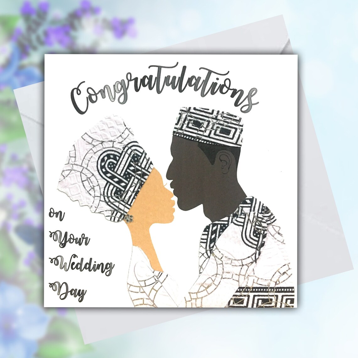 Traditional African Attire Wedding Card, 9 Skin Shade Options, African ...
