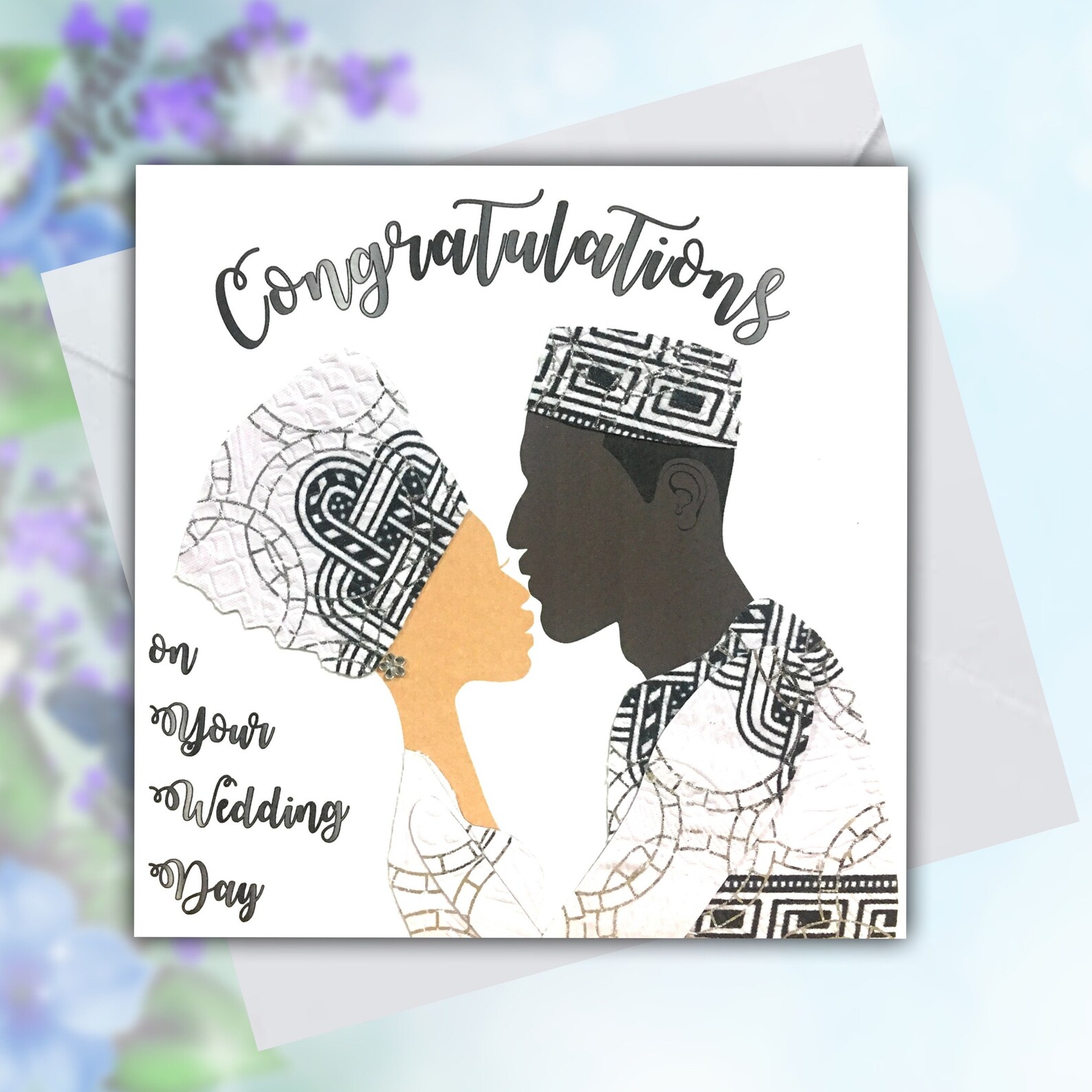 Traditional African Attire Wedding Card, 9 Skin Shade Options, African ...