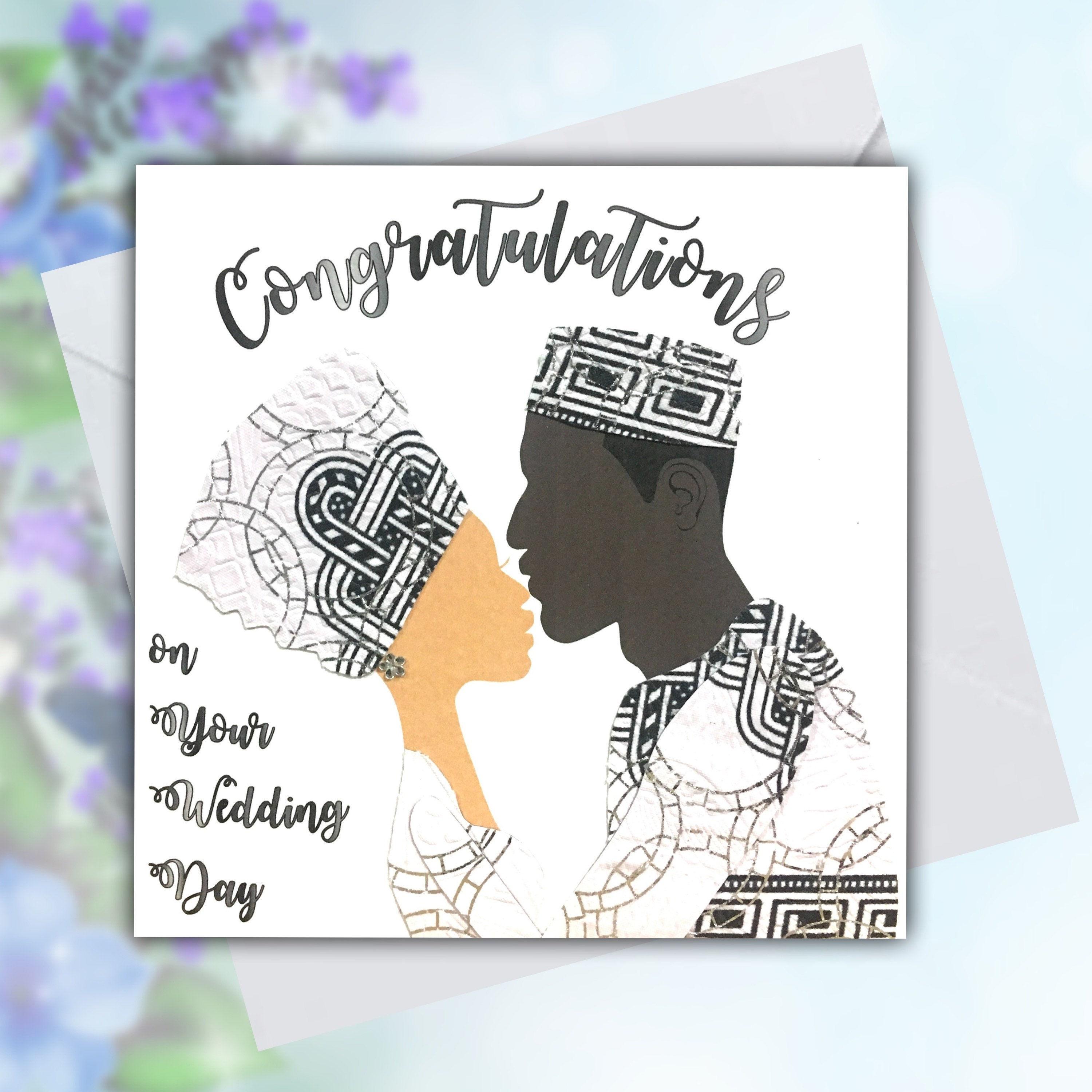 Traditional African Attire Wedding Card, 9 Skin Shade Options, African ...