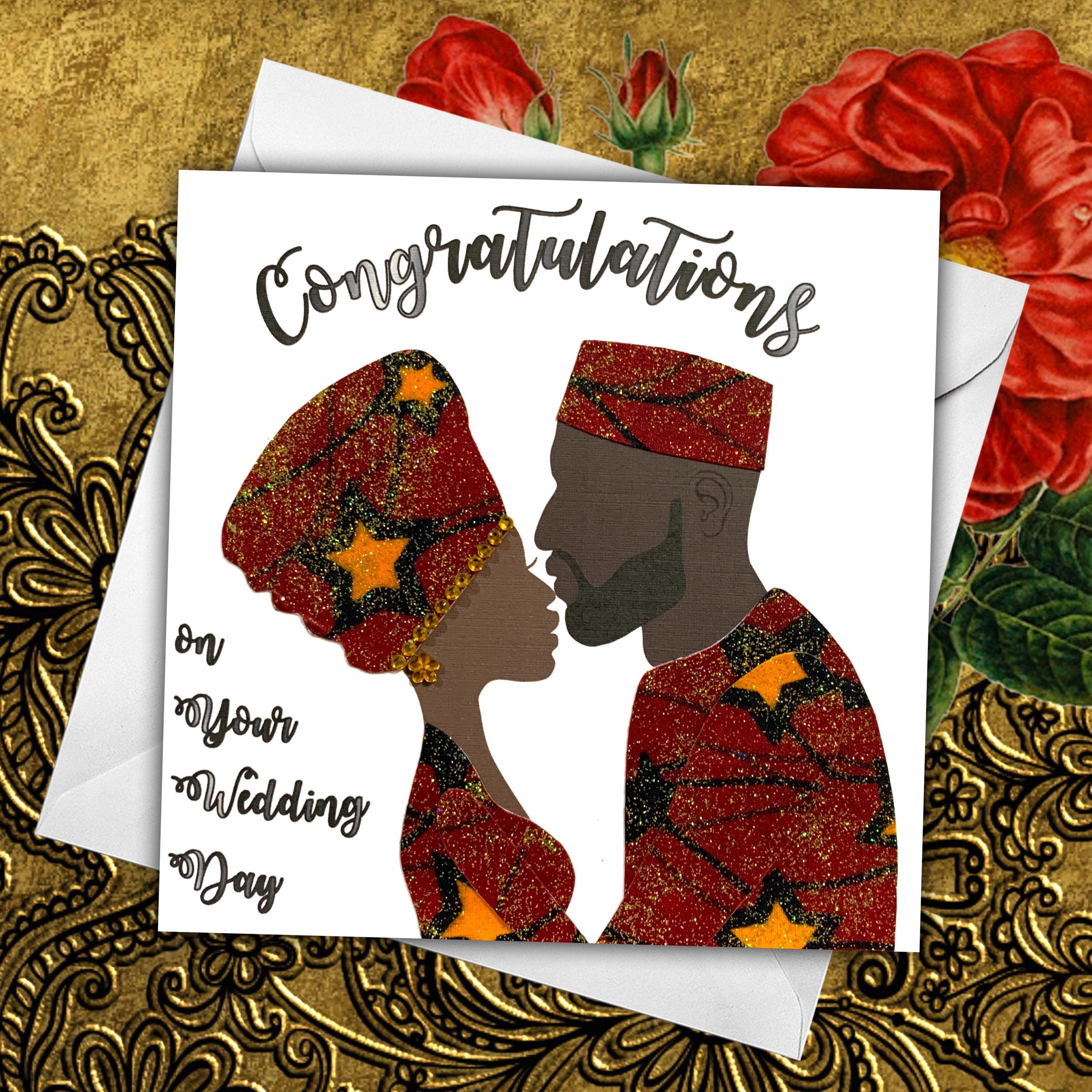Customisable Traditional African Wedding Card, NOT WHITE Bridal Colours ...