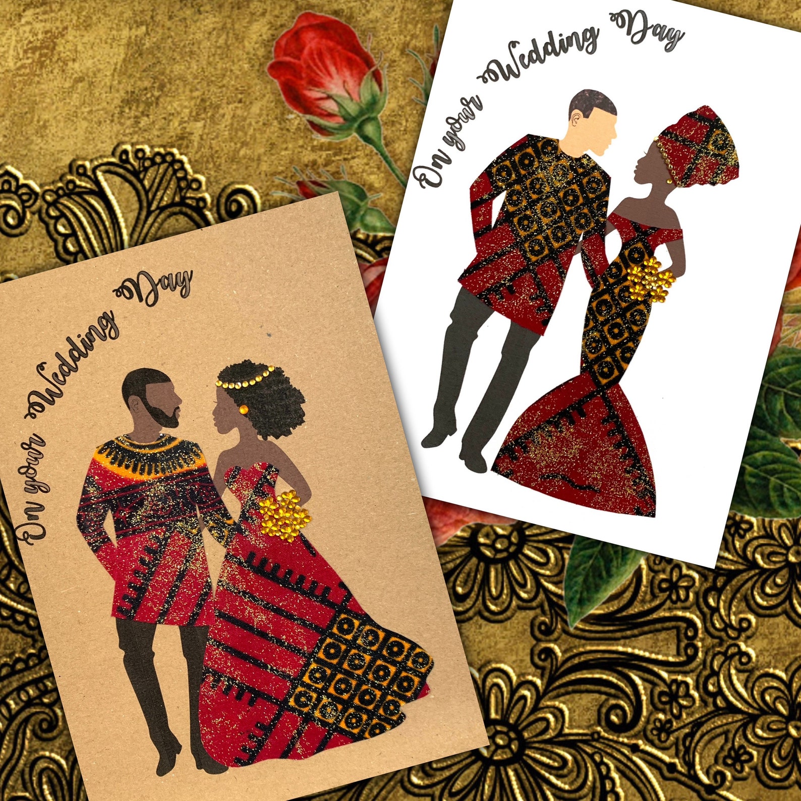 Customisable African Wedding Cards for Black Couples, NOT WHITE Bridal ...