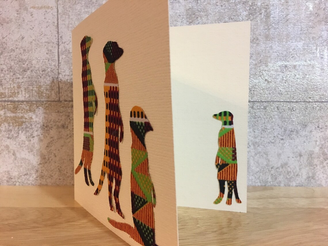 Meekat Card, Meerkat Greeting Cards in African Print Fabric, Cute ...