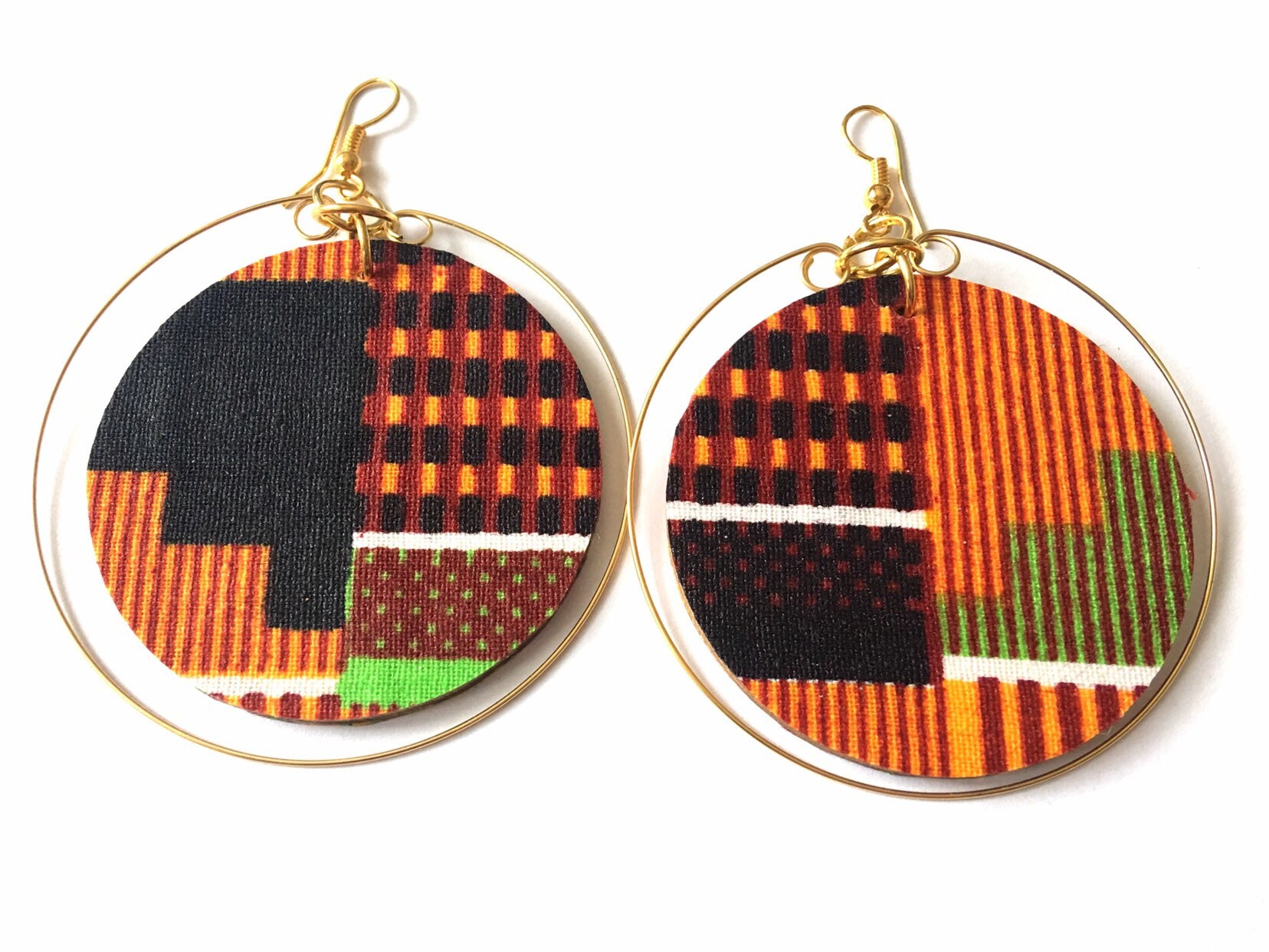 African Hoop Earrings African Fabric Earrings Afrocentric - Etsy UK
