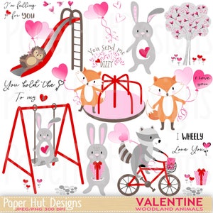 Valentine Clipart-woodland Animal Clipart Cute Valentine Clip Art ...