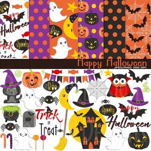 Halloween Clipart-halloween Clip Art & Halloween Digital Papers Cat-owl ...