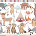 Tribal Woodland Animals Clipart-forest Animals Clip Art-racoon-beaver ...