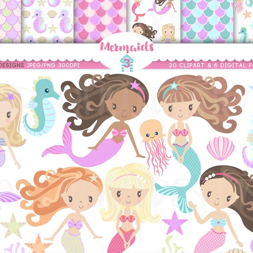 Mermaids Digital Clip Art Set - Etsy