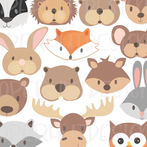 Farm Animal Clipart Farm Animal Head Clipart Animal Head - Etsy Israel