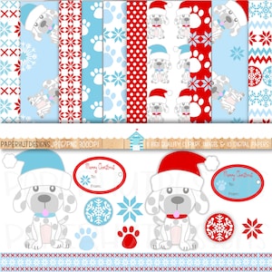 Christmas Dog Clipart and Digital Paperschristmas Dog Clip Artchristmas ...