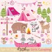 Girls Camping Clipart Girls Pink Camp Clip Art-Forest | Etsy