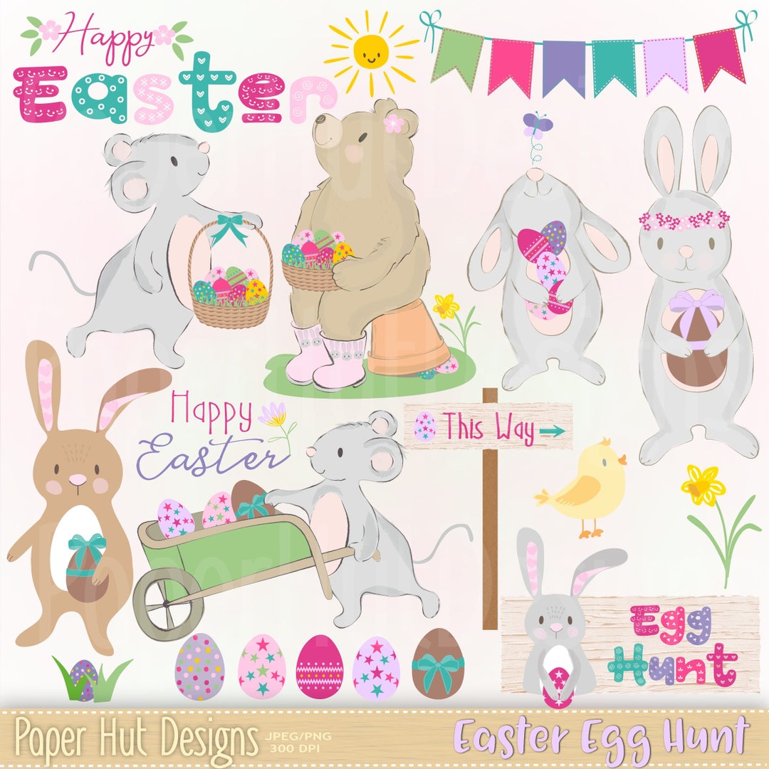 Easter Clipart-easter Clip Art-easter Egg Hunt-bunny Clipart-bunny ...