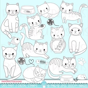 Cat Digital Stamps|kitten Digital Stamps|kitties Digital Stamps|kitty ...