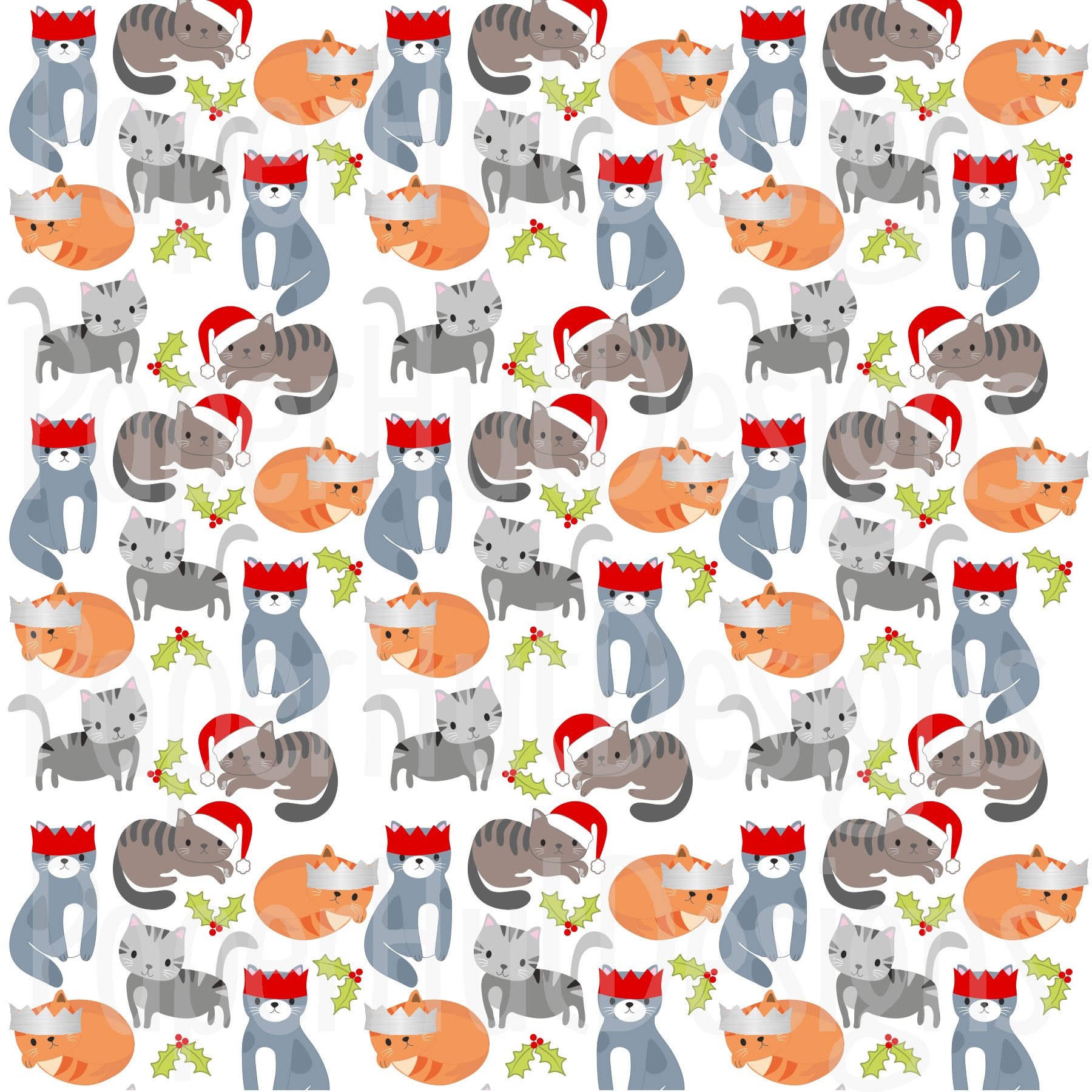 Christmas Cat Digital Papers-christmas Digital Paper Set-holiday Papers ...