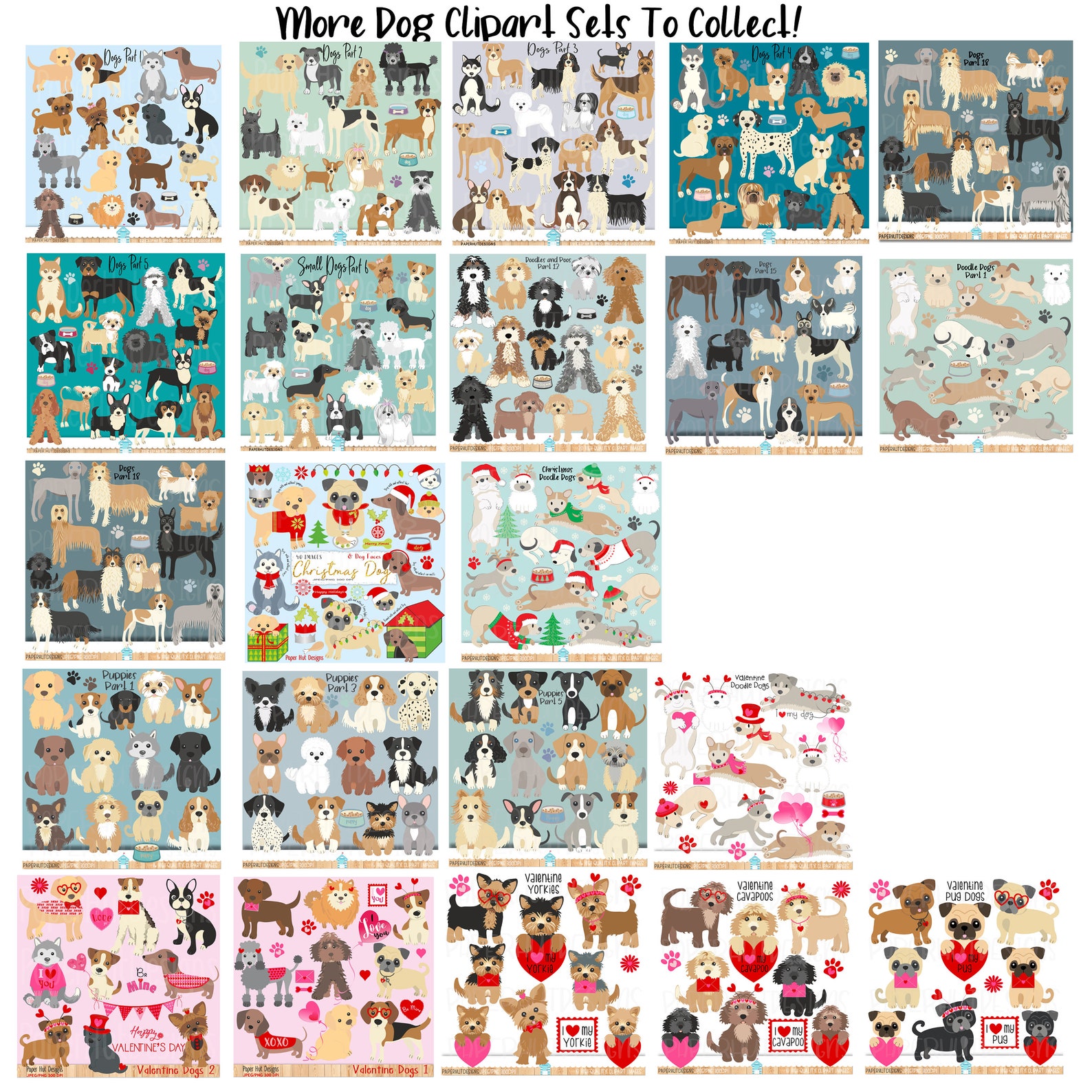 Puppy Dog Clipart and Puppy Clip Art & Paw Print Digital | Etsy