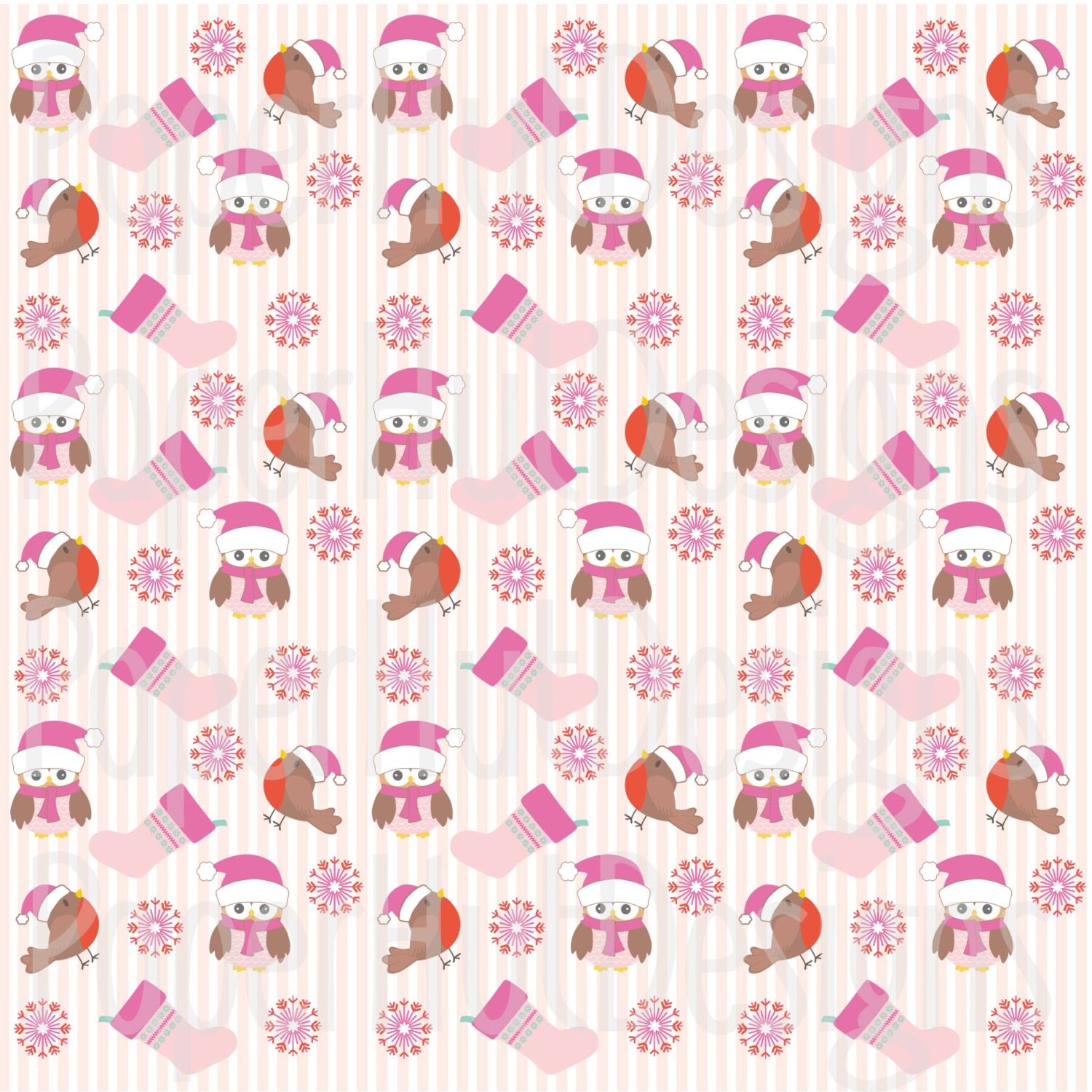 Christmas Owl Digital Papers-christmas Clipart-holiday Papers and Clip ...