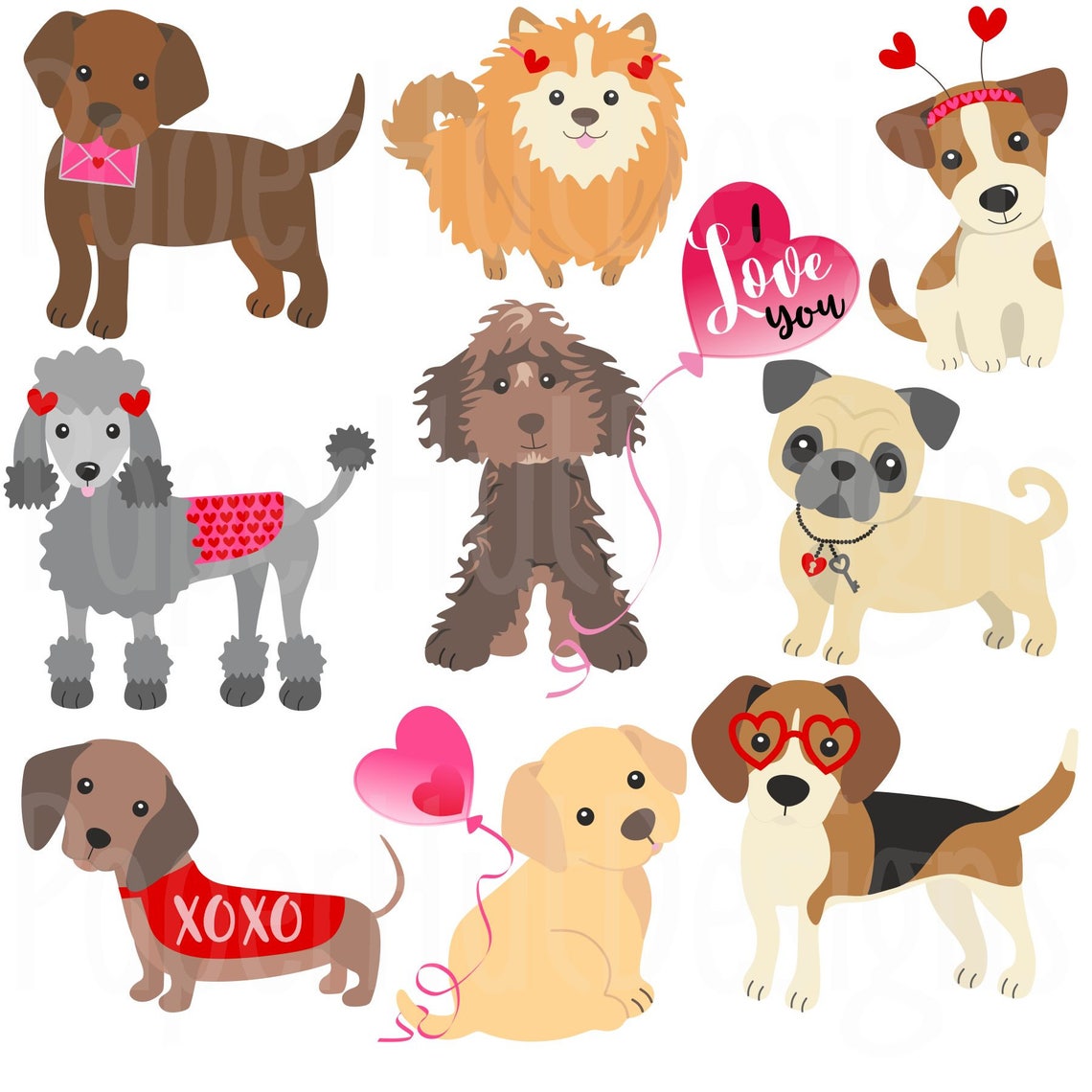 Valentine Dogs Clipart-valentine Clipart-dog Clipart-puppy Dog Clipart ...