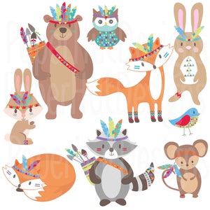 Tribal Woodland Animals Clipart-tribal Clip Art -tribal Forest Animal ...