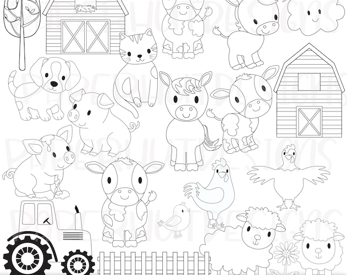 Farm Animals- Digital Stamps - Etsy Canada