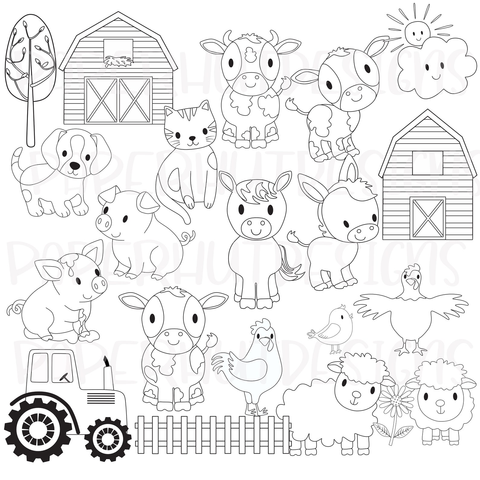 Farm Animals Digital Stampsfarm Animals Clip Artfarmyard - Etsy