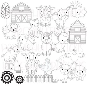 Farm Animals Digital Stamps|farm Animals Clip Art|farmyard Animals ...