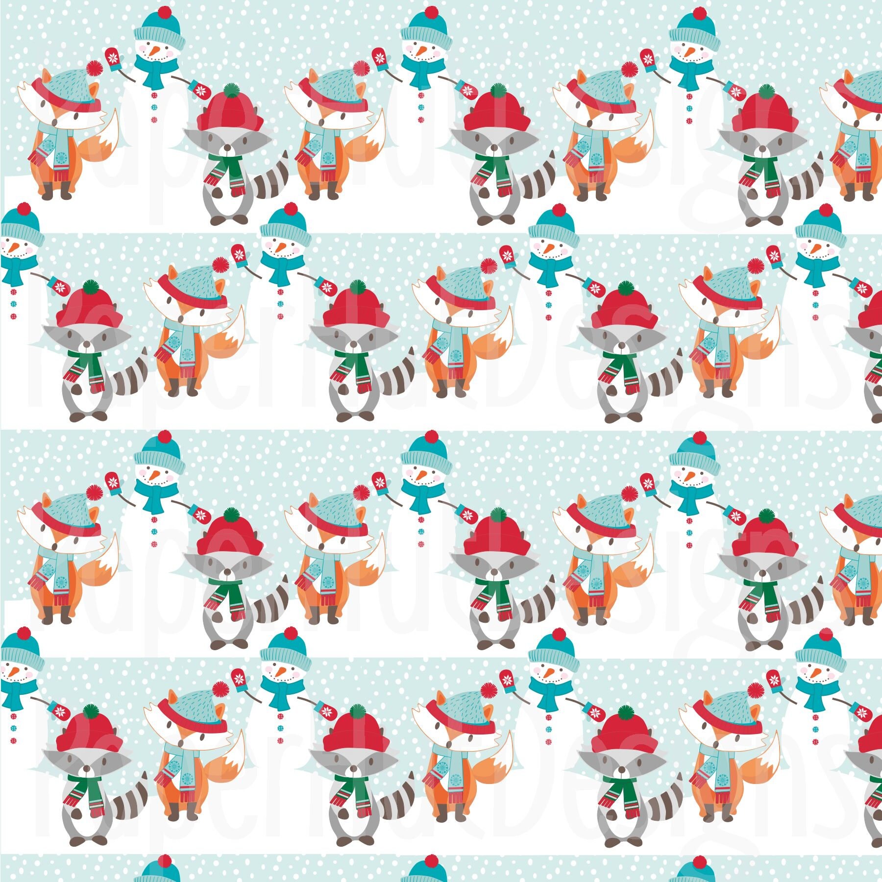 Christmas Digital Papers-christmas Clipart-woodland Animals - Etsy