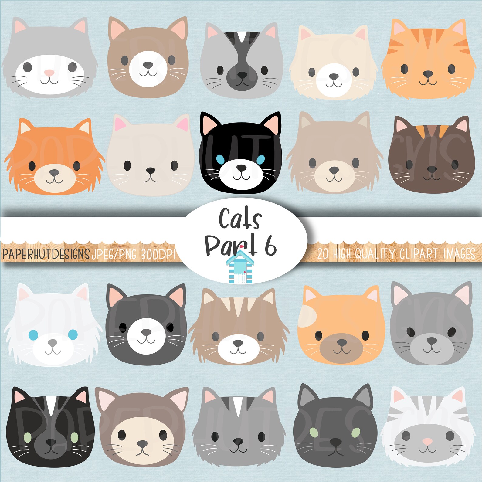 Cat Faces Clipart-cute Kitten Faces Clipart-cat Clip - Etsy