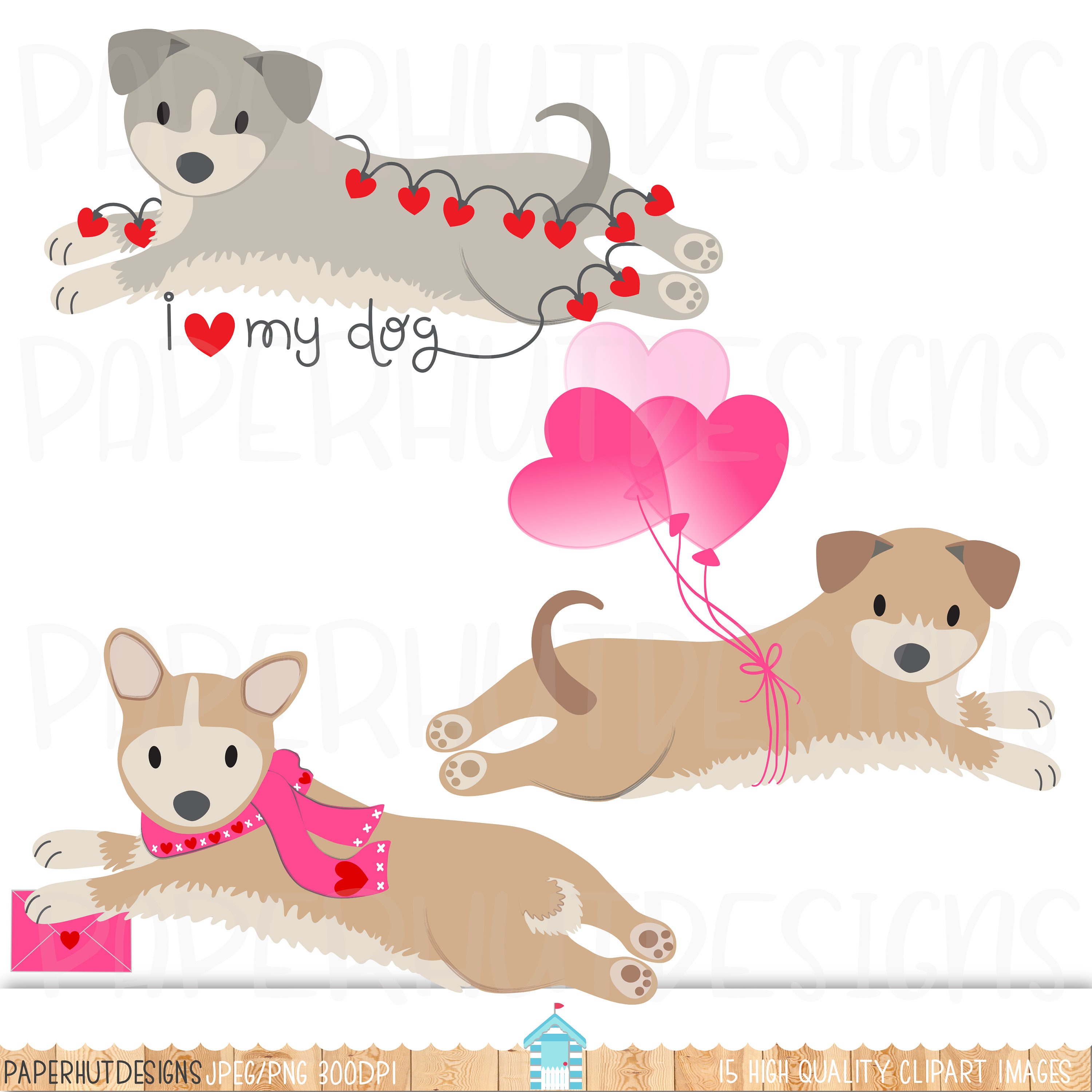 Valentine Dog Clipart Set|valentine Dog Clip Art|valentine Doodle Dogs ...