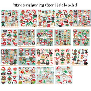 Christmas Dog Clipart Set|dog Clip Art|christmas Doodle Dogs|dog ...