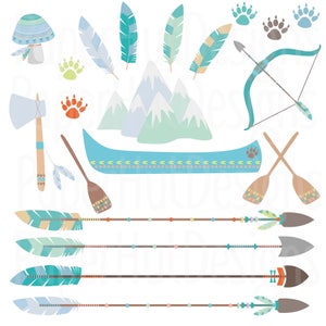 Tribal Woodland Animals Clipart-tribal Forest Animals- Camping-teepee ...