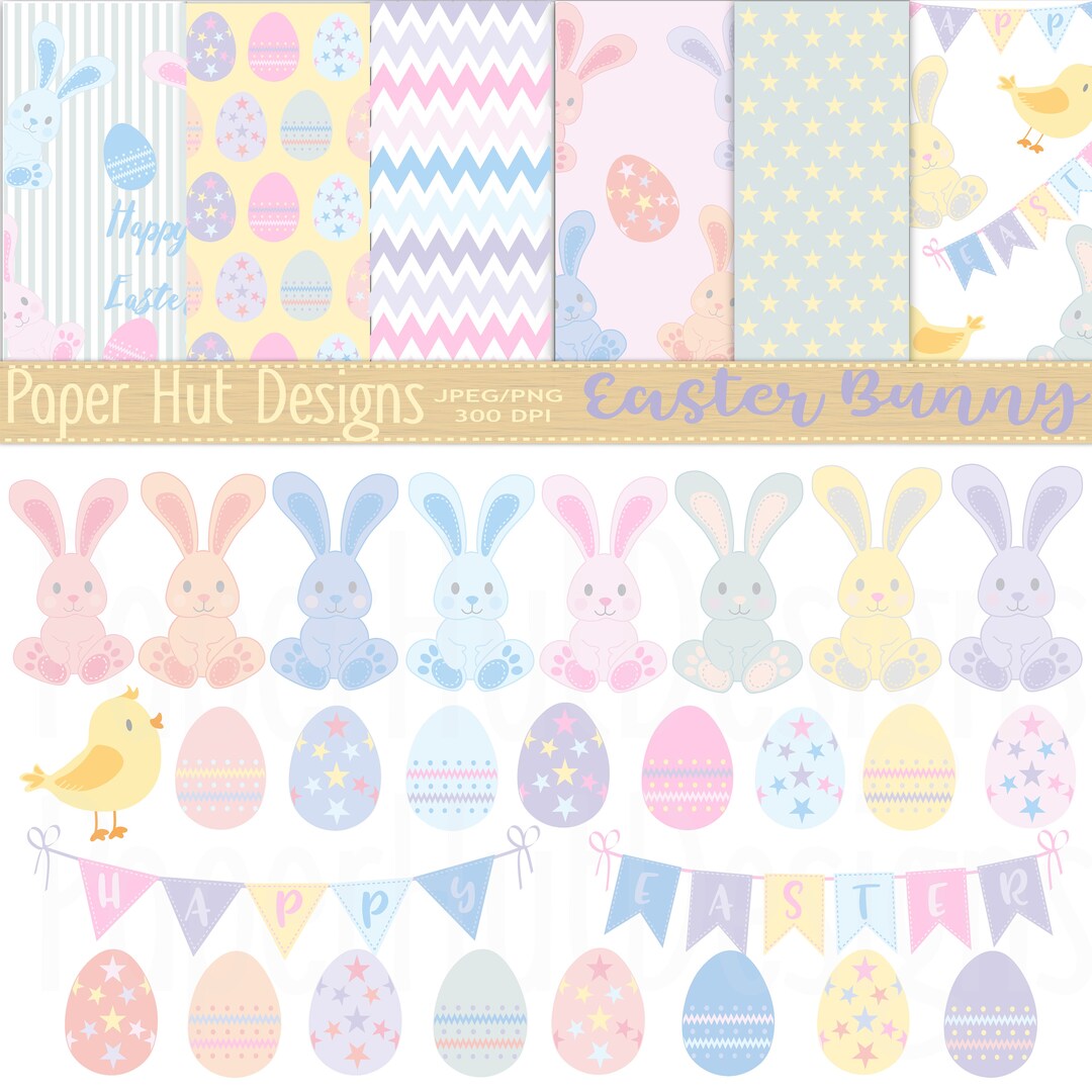 Easter Bunny Clipart-easter Bunny and Easter Eggs Clip Art and Digital ...