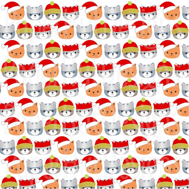 Christmas Cat Digital Papers-christmas Digital Paper Set-holiday Papers ...