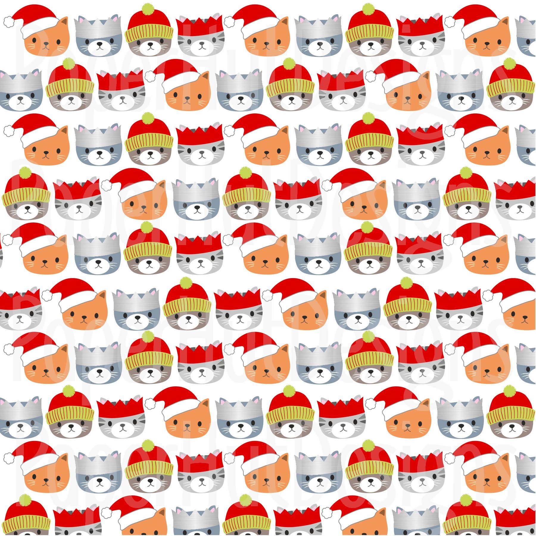 Christmas Cat Digital Papers-christmas Digital Paper Set-holiday Papers ...